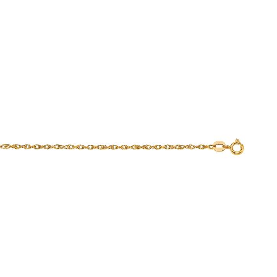 9R 14K Gold 1.2mm Machine Rope Chain (Carded) | Royal Chain Group