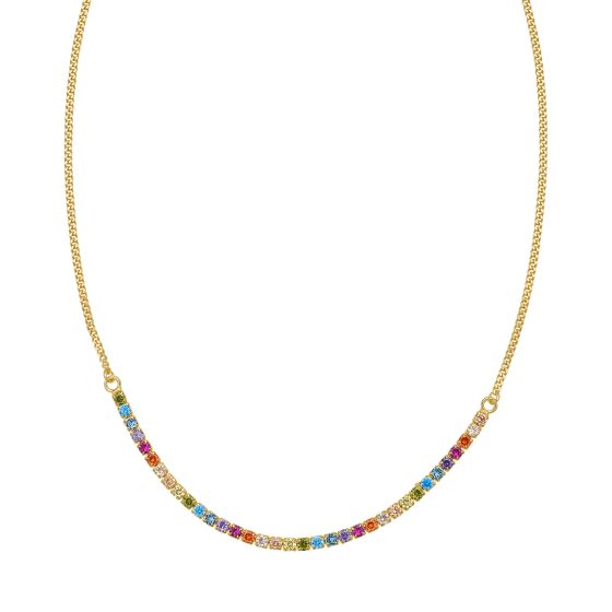 agyc19698-18 Gold Over Silver Rainbow CZ Necklace | Royal Chain Group
