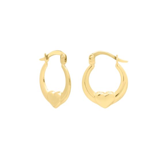 e15936 14K Gold Small Heart Hoops | Royal Chain Group