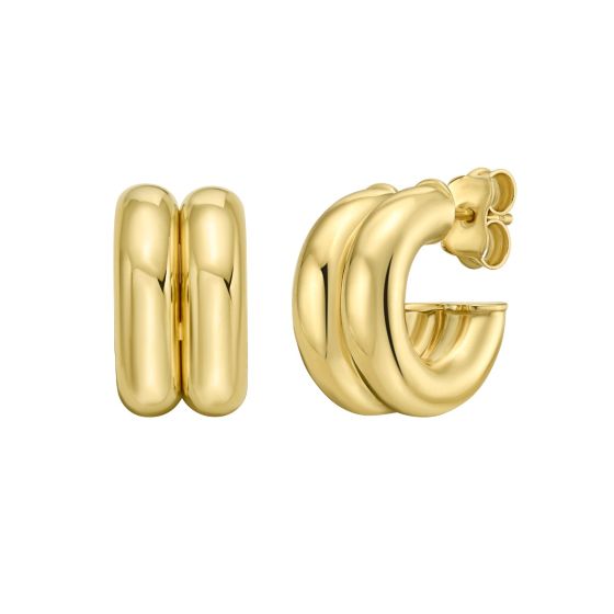 ze16544 10K Gold Puffed Double Row C-Hoops | Royal Chain Group