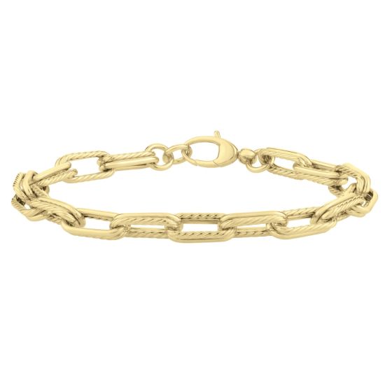 gc18594-0750 14K Gold Polished & Twisted Double Paperclip Bracelet ...