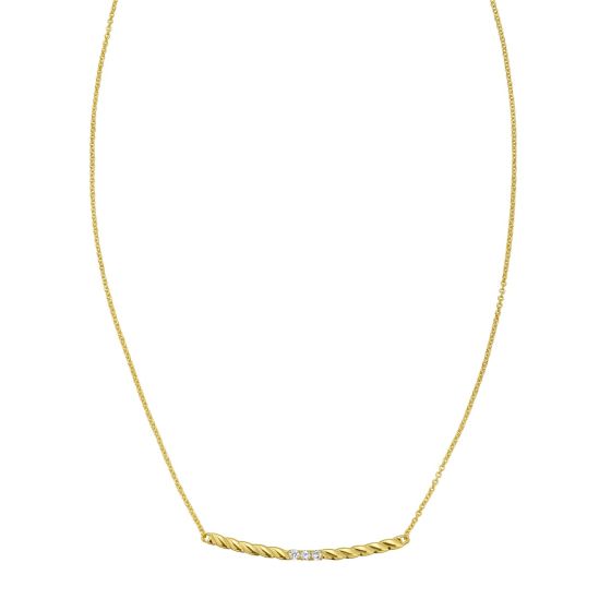 gc19115-18 14K Diamond Twisted Bar Necklace | Royal Chain Group