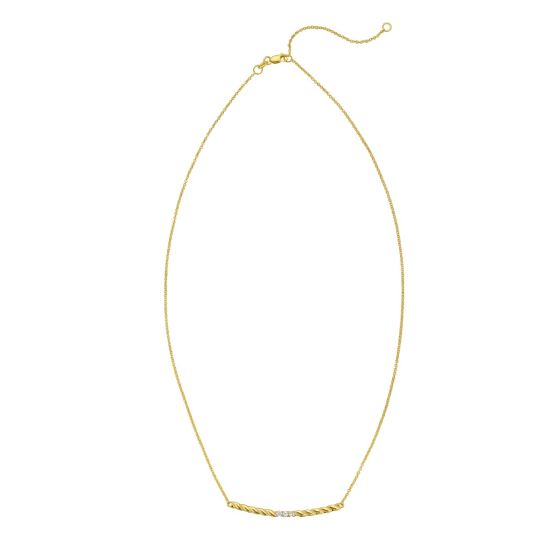 gc19115-18 14K Diamond Twisted Bar Necklace | Royal Chain Group