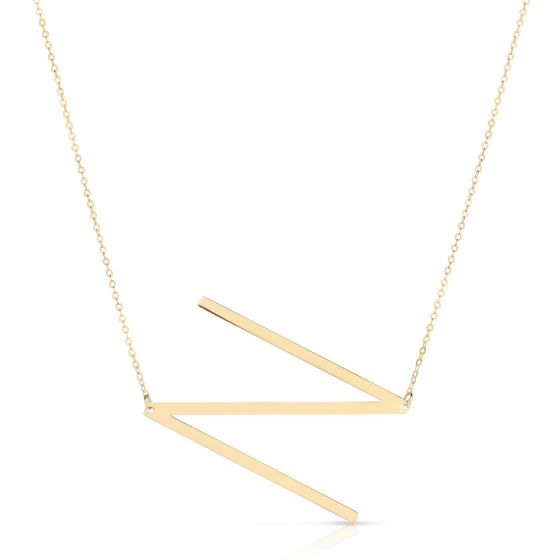 14K Large Angled Necklace - ALL LETTERS | Royal Chain Group