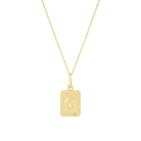 s5057-18 14K Rectangle Moon Talisman Pendant | Royal Chain Group