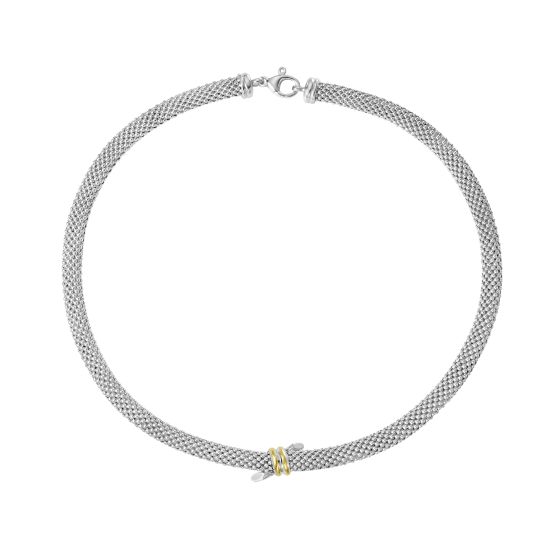 silc17037-17 Silver & 18K Gold Popcorn Knot Necklace | Royal Chain Group