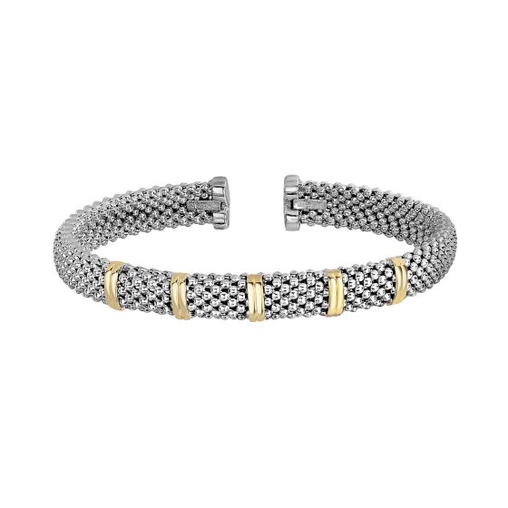 Sterling Silver & 18K Gold Bar Bangle | Royal Chain Group