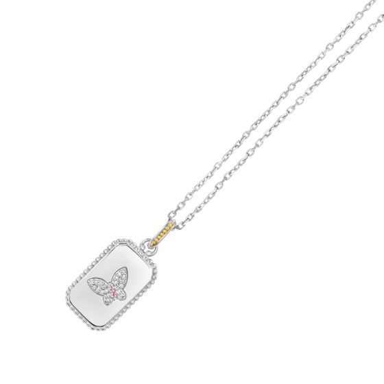 sils5045-18 Silver & 18K Gold Butterfly Medallion Tag | Royal Chain Group