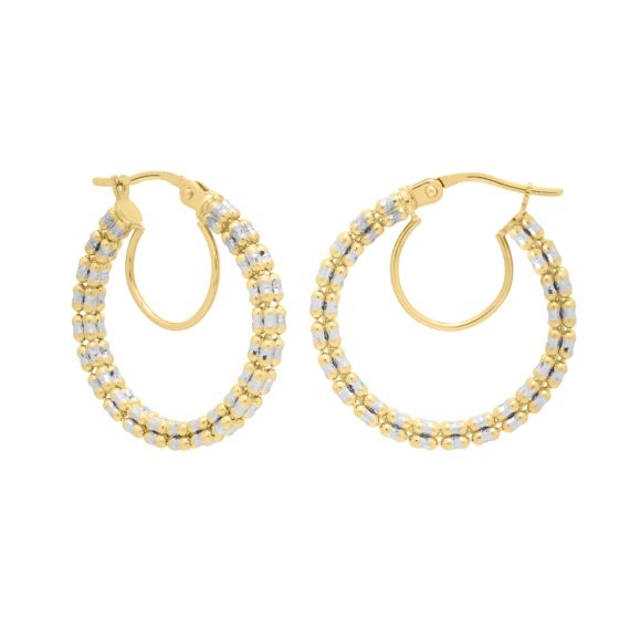 te16007 14K Gold Ice Chain Round Hoops | Royal Chain Group