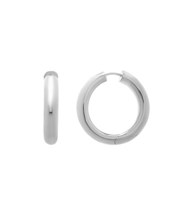 agye15963 Silver Plated Round Snap Clasp Hoops | Royal Chain Group