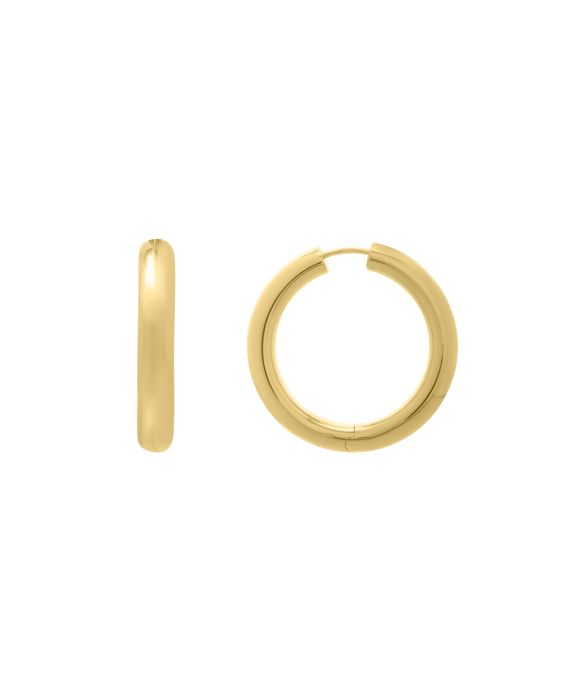 age15962 Silver Round Snap Clasp Hoops | Royal Chain Group