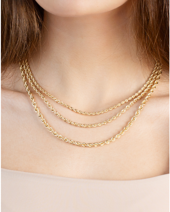 slk035 14K 4.3mm Silk Rope Chain | Royal Chain Group