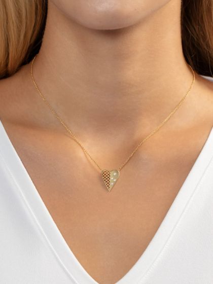 c20157-18 14K Diamond Vannrie Heart Necklace | Royal Chain Group