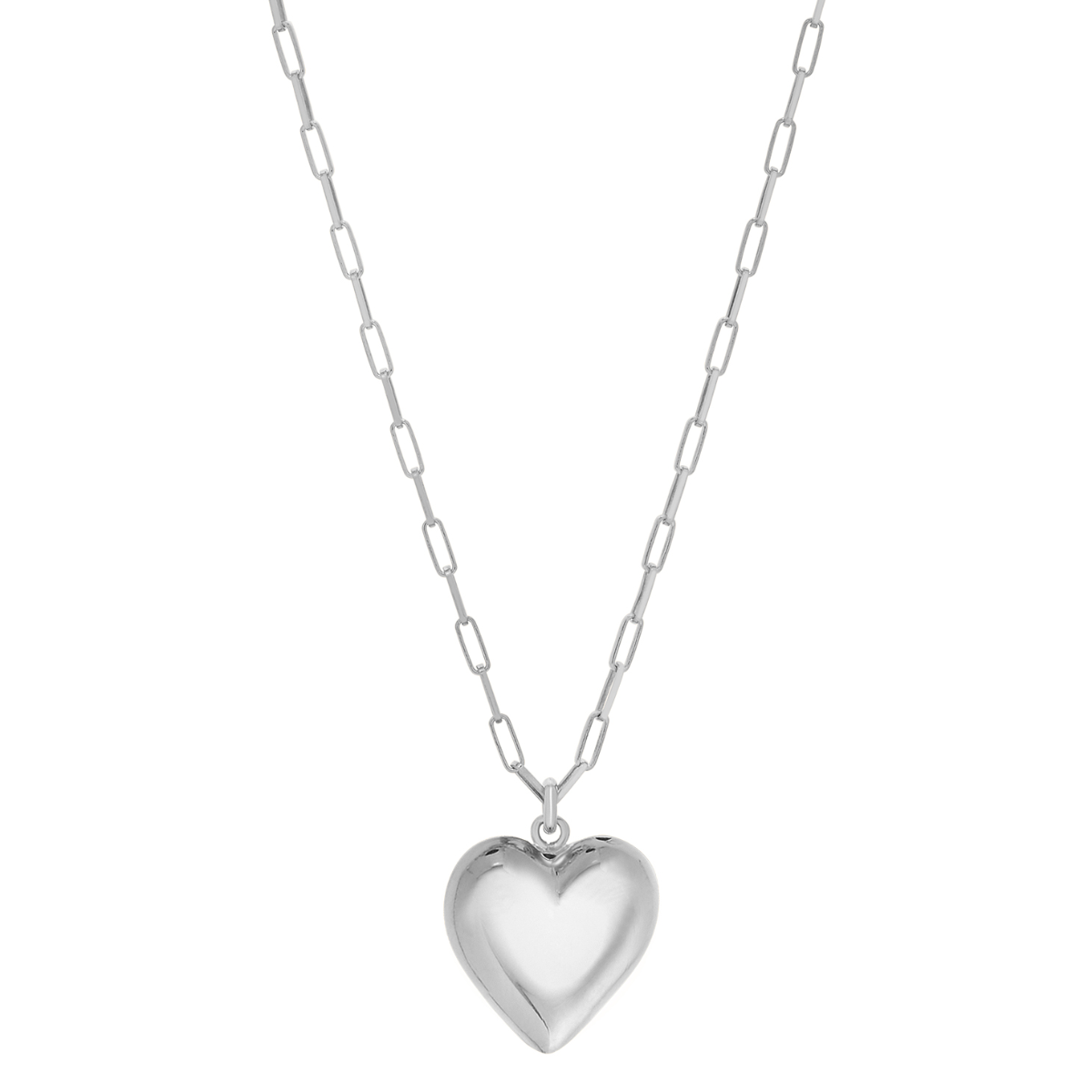 agc17766-18 Silver Puffed Heart Pendant Necklace | Royal Chain Group