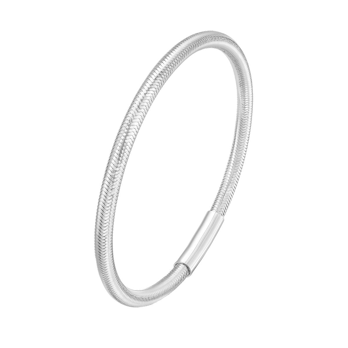agc19241 Silver Basketweave Stretch Bangle | Royal Chain Group