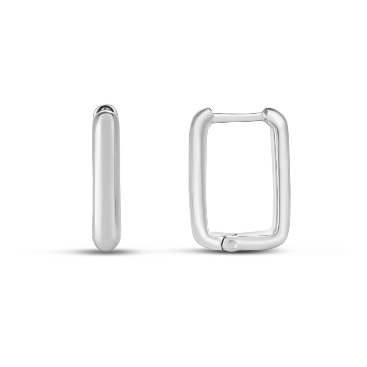 age15082 Silver Rectangular Snap Hoops | Royal Chain Group
