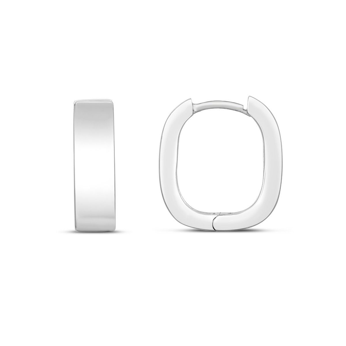 ager14584 Silver Round Snap Hoops | Royal Chain Group