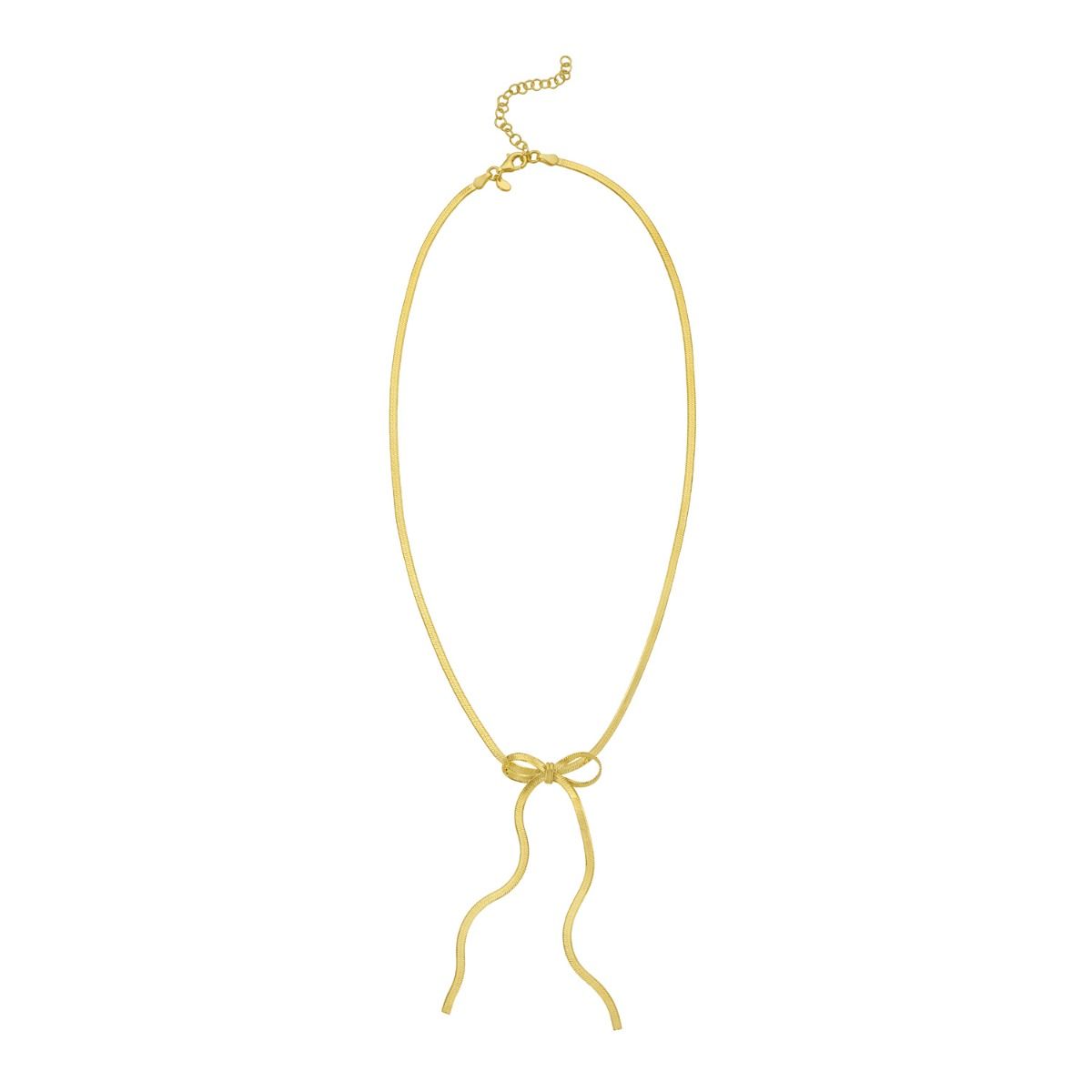 agyc19020-18 Silver Plated Snake Chain Bow Necklace | Royal Chain Group