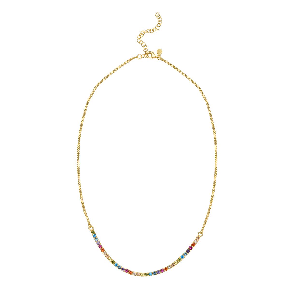 agyc19698-18 Gold Over Silver Rainbow CZ Necklace | Royal Chain Group