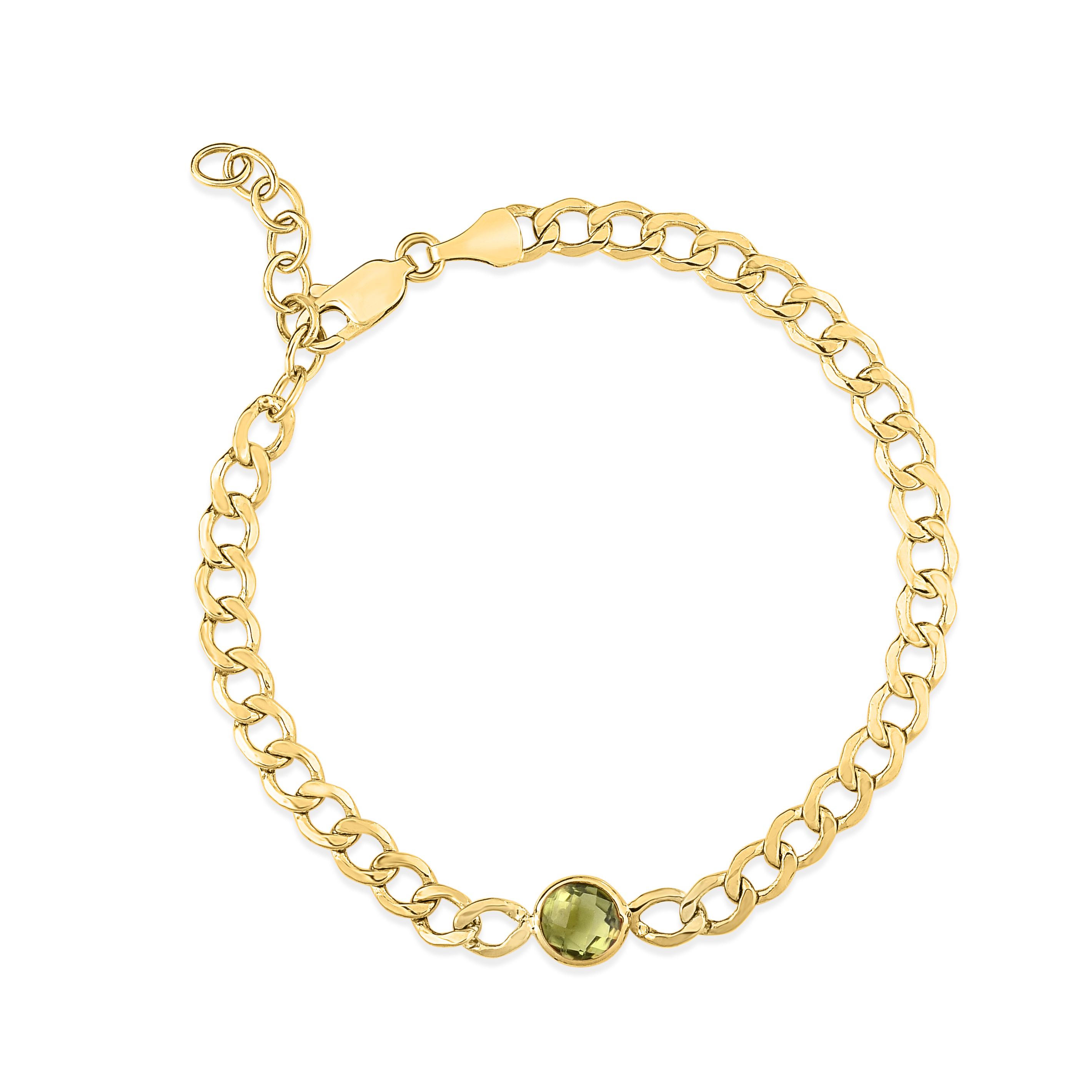 c15477-0725 14K Peridot Curb Chain Bracelet | Royal Chain Group