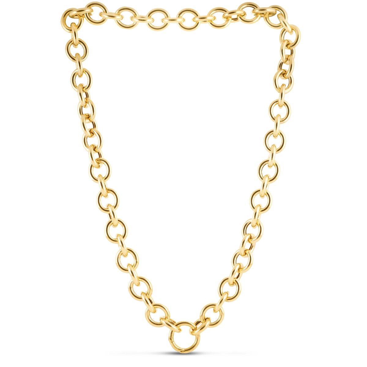 14K Gold Round Link Push Clasp Chain | Royal Chain Group