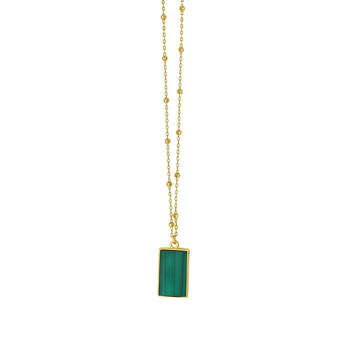 c16257-18 14K Malachite Geometric Gem Rectangle Necklace | Royal Chain ...