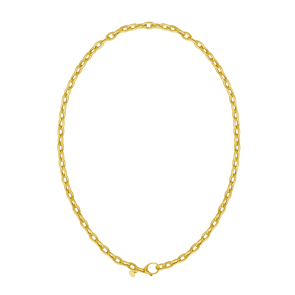 c19082 14K Charm Lock Rolo Chain | Royal Chain Group