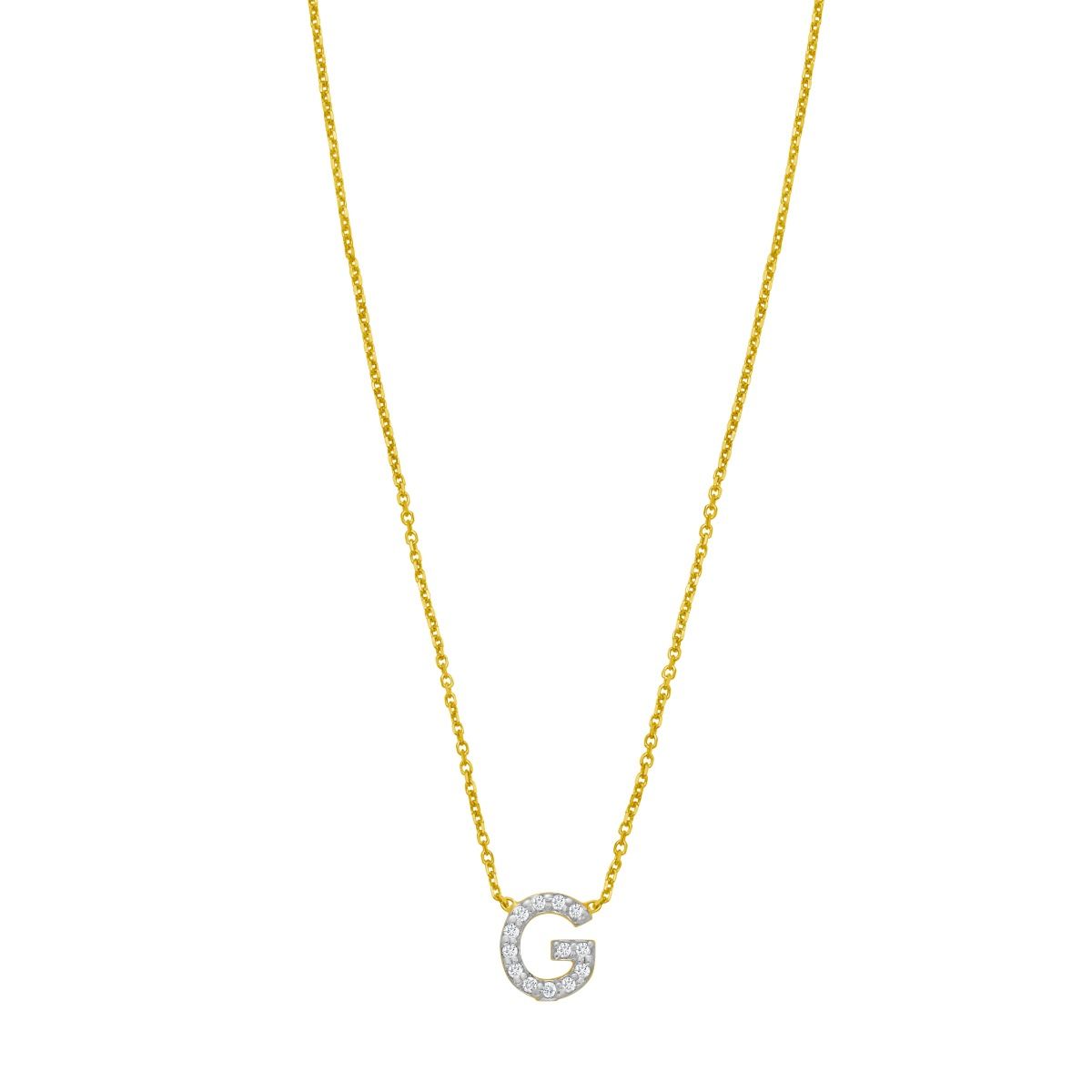 cg18801-18 14K Mini Diamond G Initial | Royal Chain Group