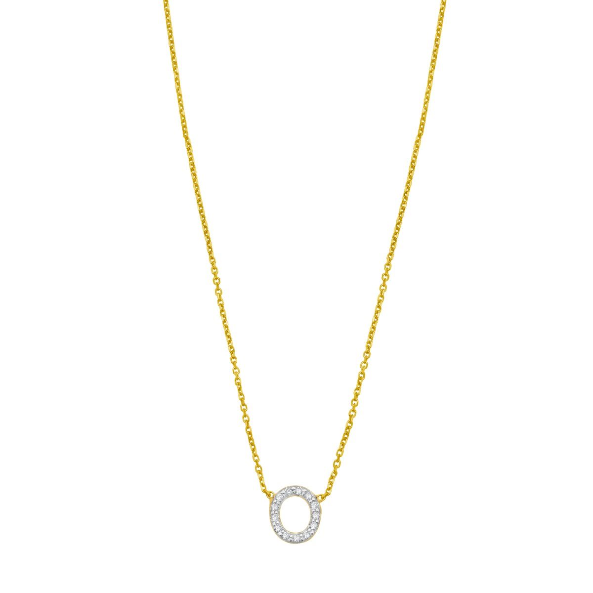 co18801-18 14K Mini Diamond O Initial | Royal Chain Group