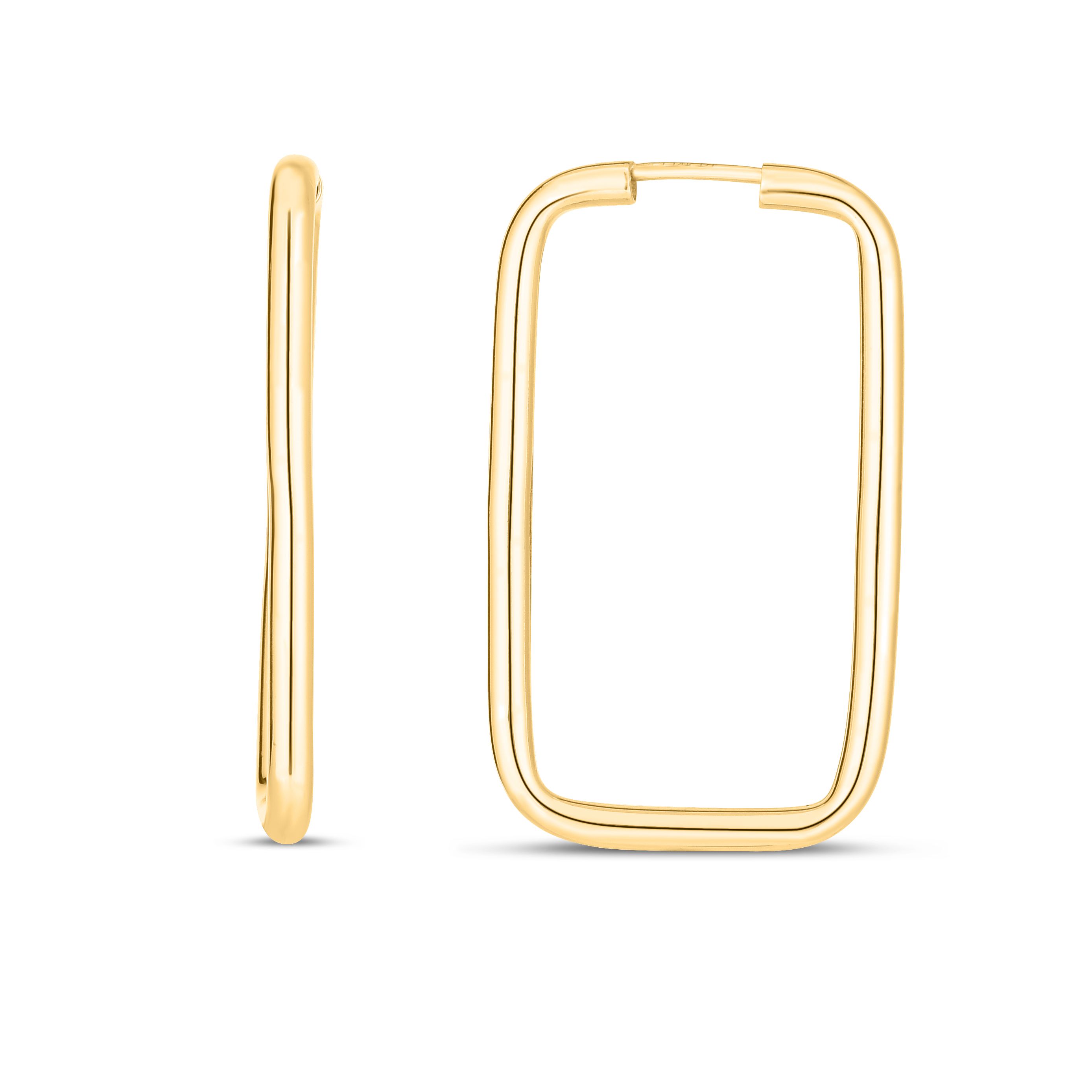 e14736 14K Rectangle Hoop Earring Royal Chain Group