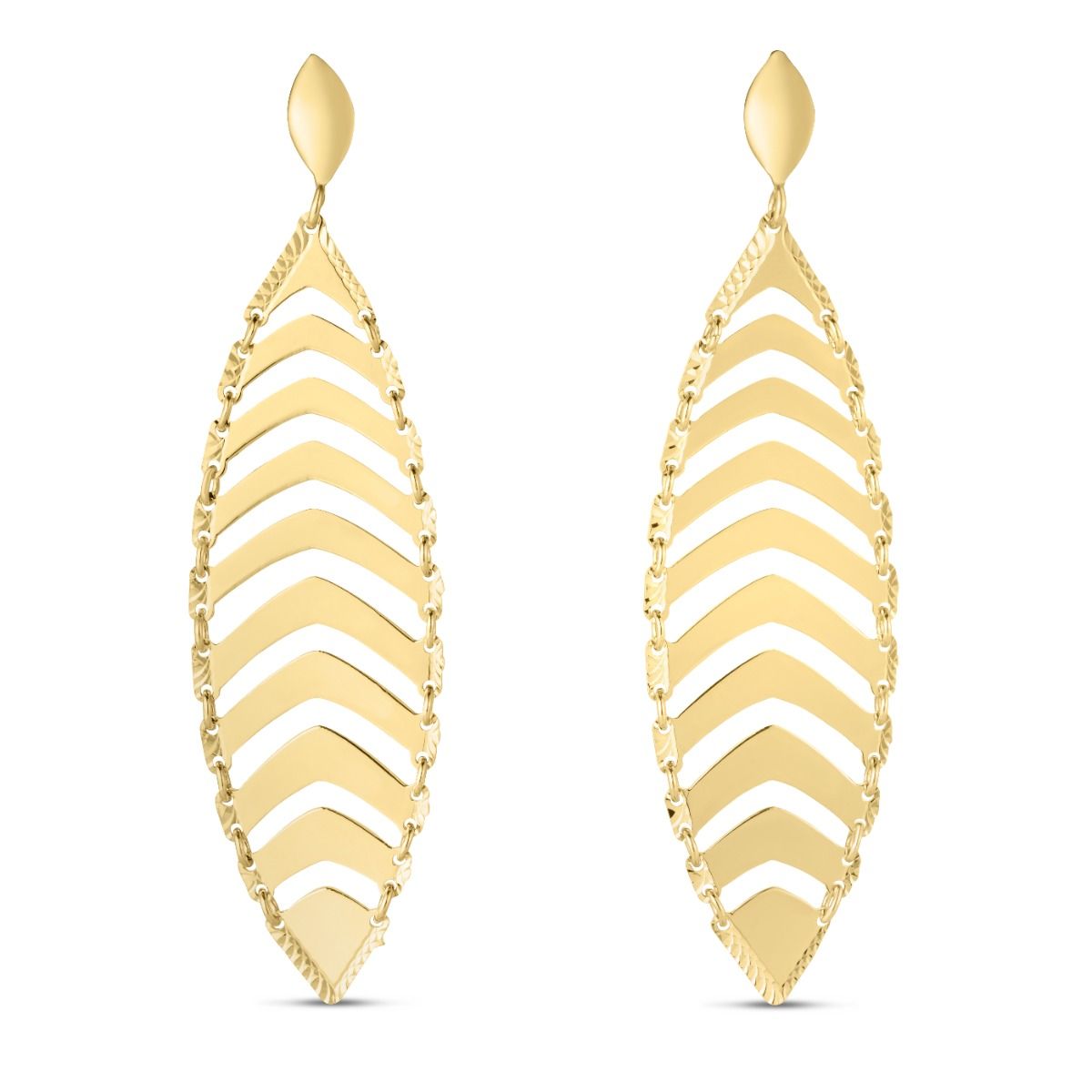 14K Gold Drop Leaf Earrings Royal Chain Group