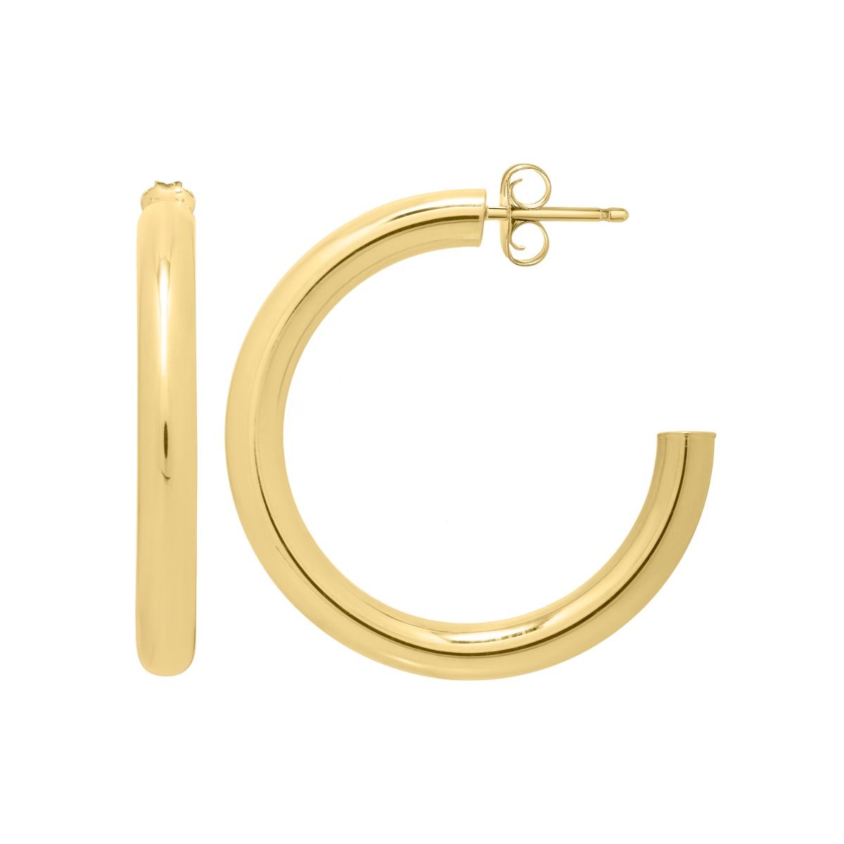 e15405 14K Gold Round C Hoops | Royal Chain Group