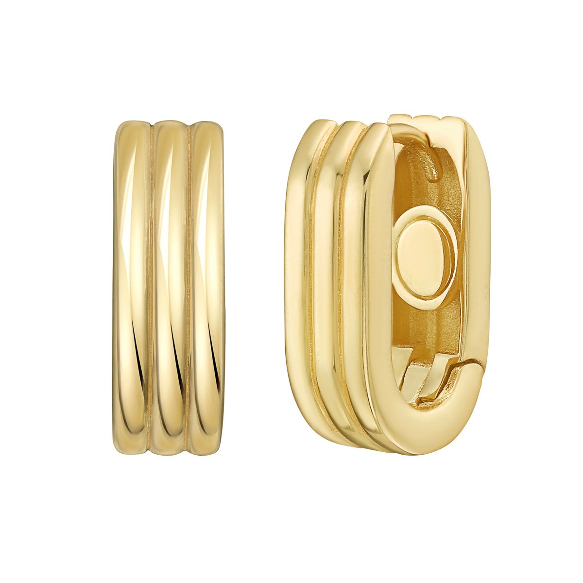 e16715 14K Gold Triple Row Oval Hoops | Royal Chain Group