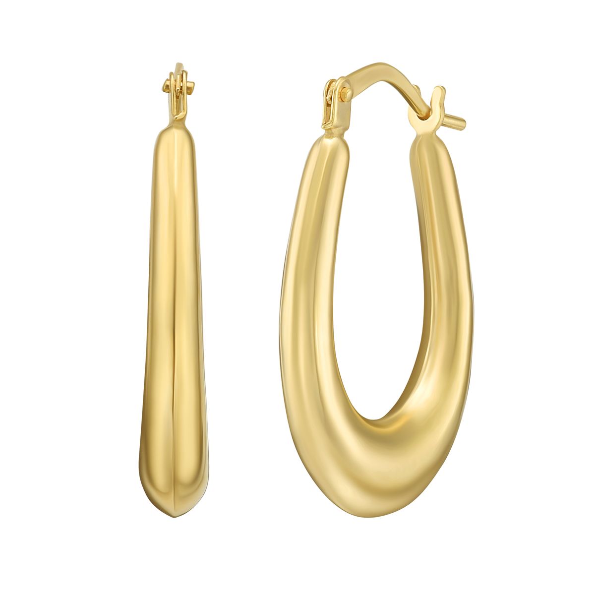 e16885 14K Gold Graduated Oval Hoops | Royal Chain Group