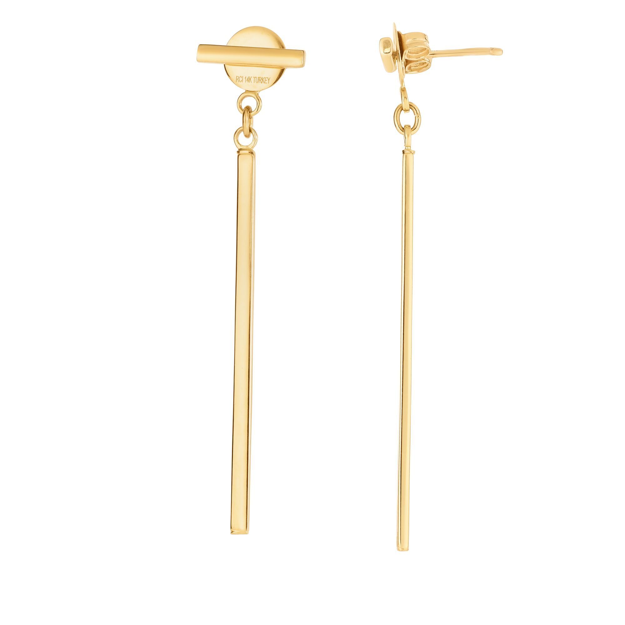 ER4703 14K Bar with Horizontal Post Linear Drop Earring Royal Chain Group