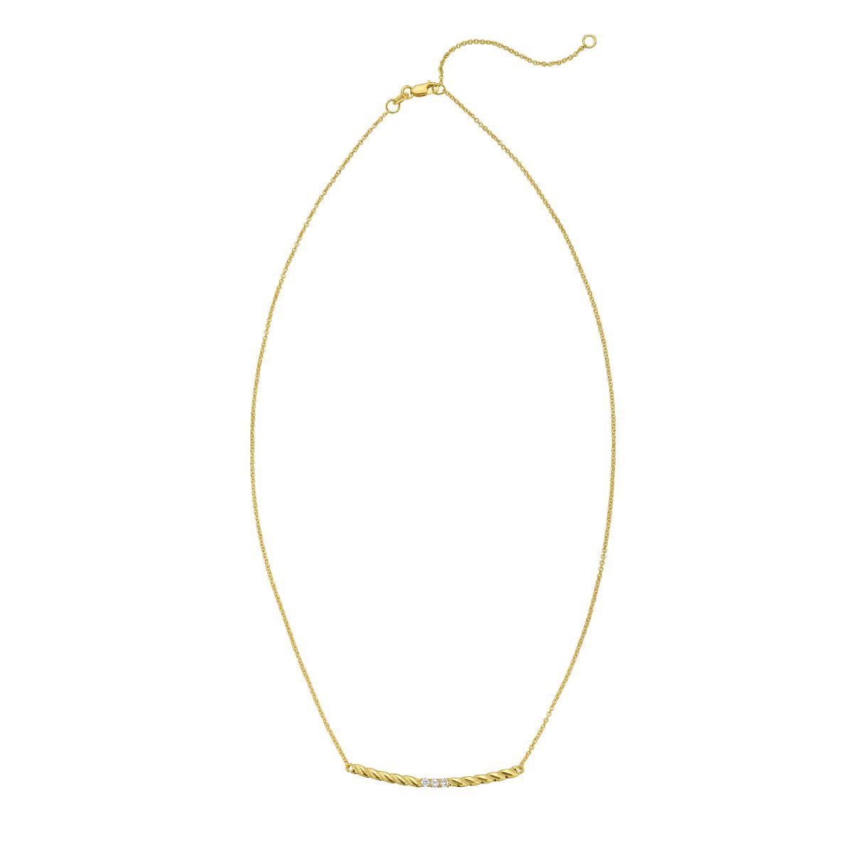 gc19115-18 14K Diamond Twisted Bar Necklace | Royal Chain Group