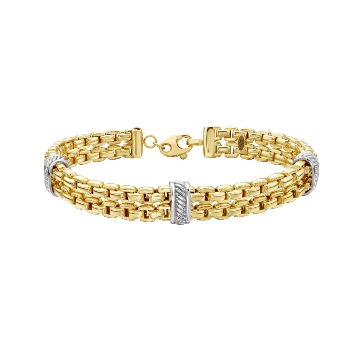 gtc17936-0850 14K TT Venetian Box Double Row Bracelet | Royal Chain Group