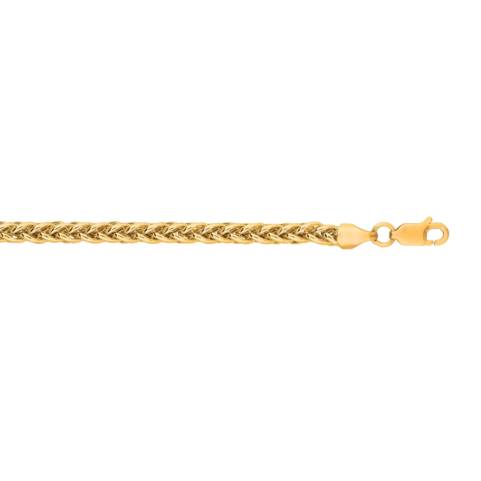 14K Gold 3.3mm Lite Round Wheat Chain with Lobster Lock | Royal Chain Group