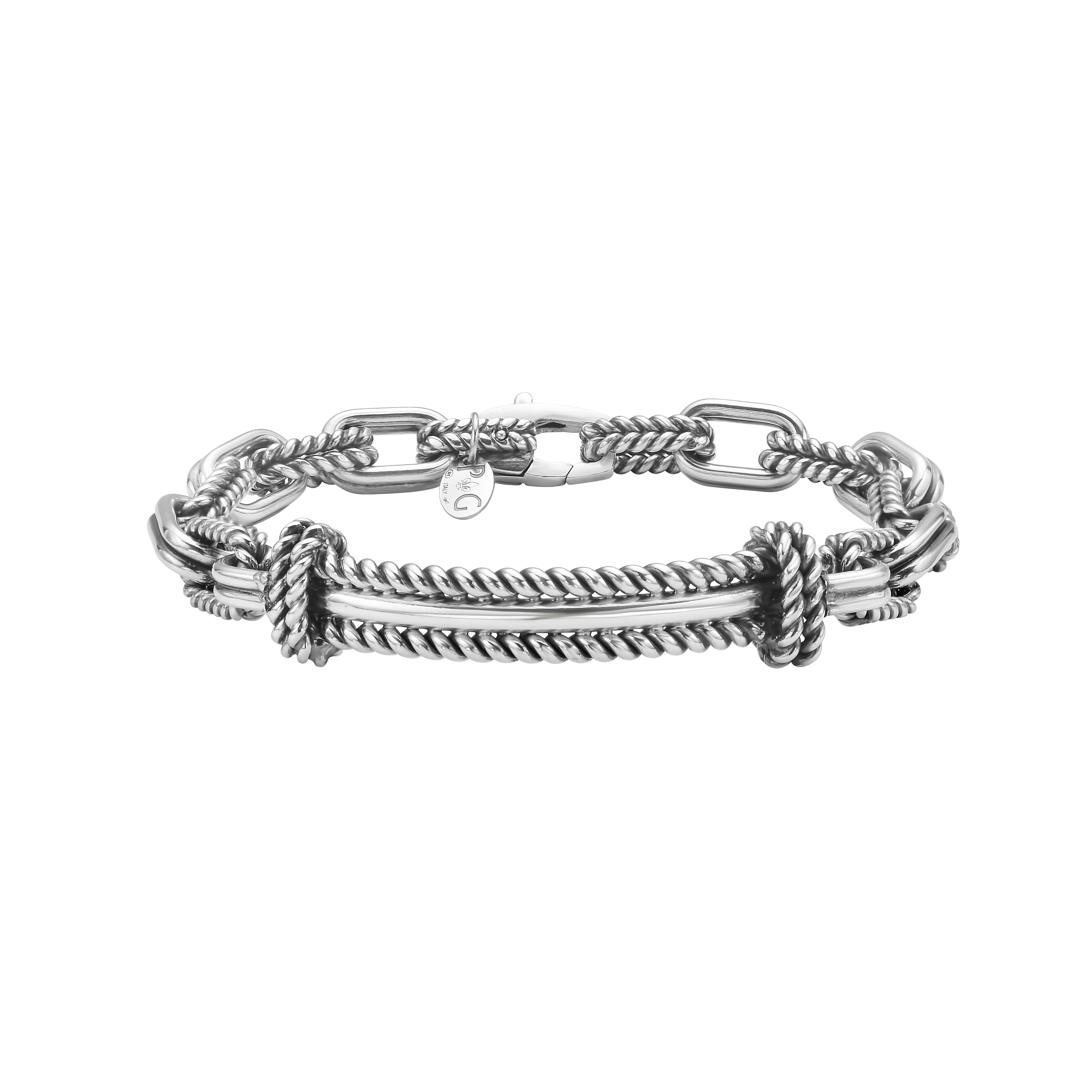 pgc16818-09 Silver Men's Italian Cable ID Bracelet | Royal Chain Group