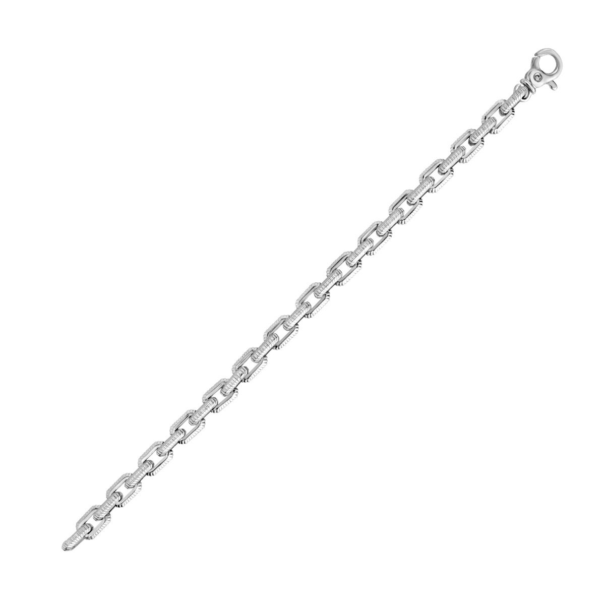 pgc18112-22 Silver Textured Rectangle Link Bracelet | Royal Chain Group