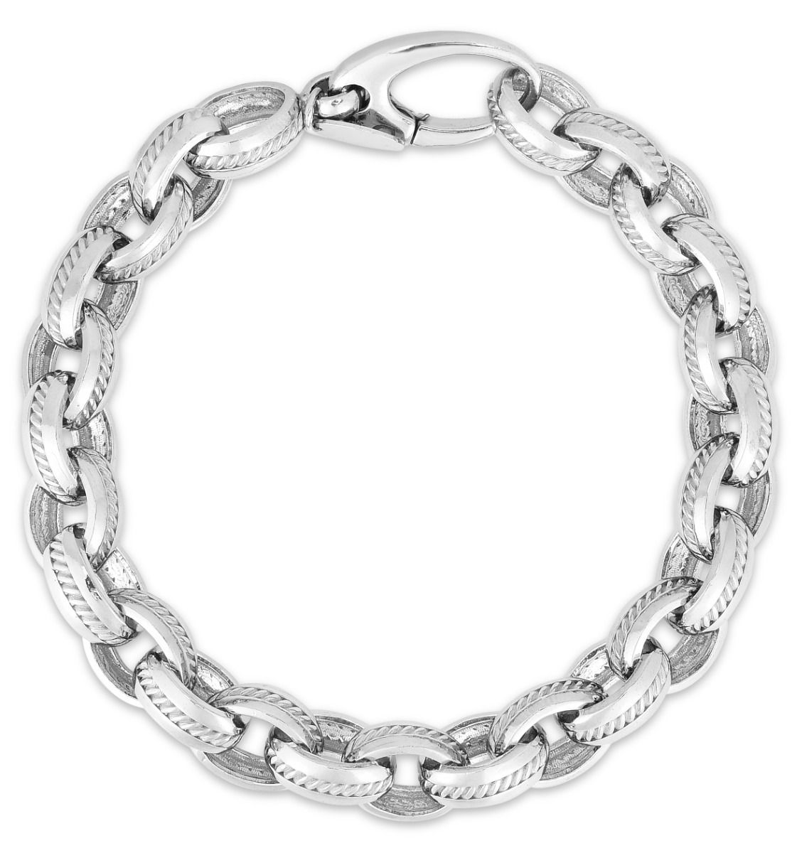 Men's Cable Inlay Rolo Chain Link Bracelet | Royal Chain Group