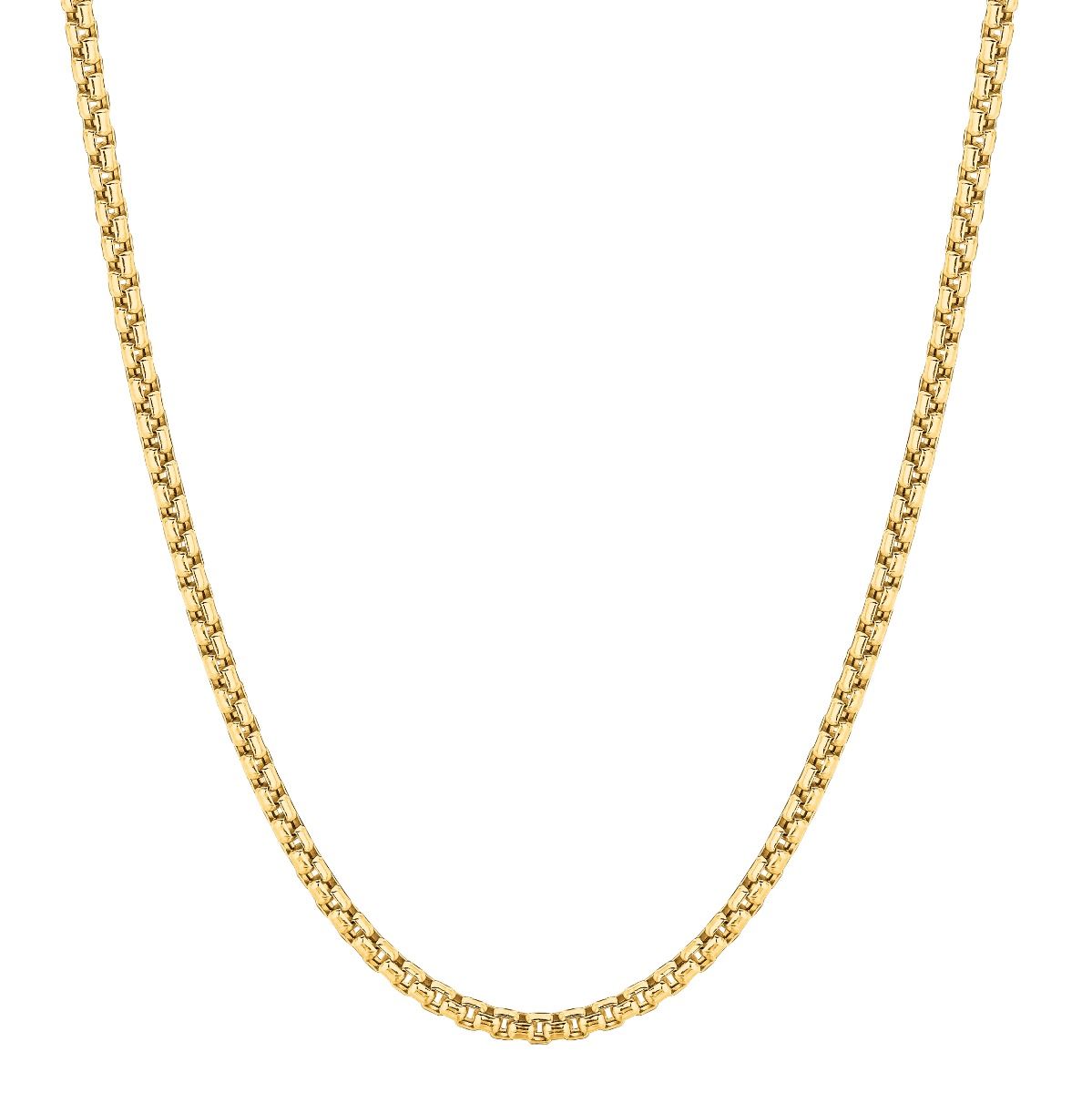 14K Gold 3.4mm Lite Round Box Chain with Lobster Lock | Royal Chain Group