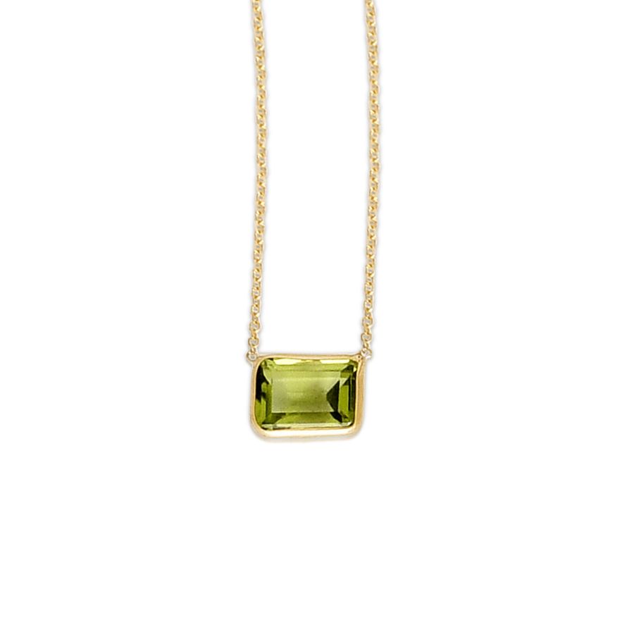 RC11894 18 14K Gold Emerald Cut Peridot Necklace Royal Chain Group