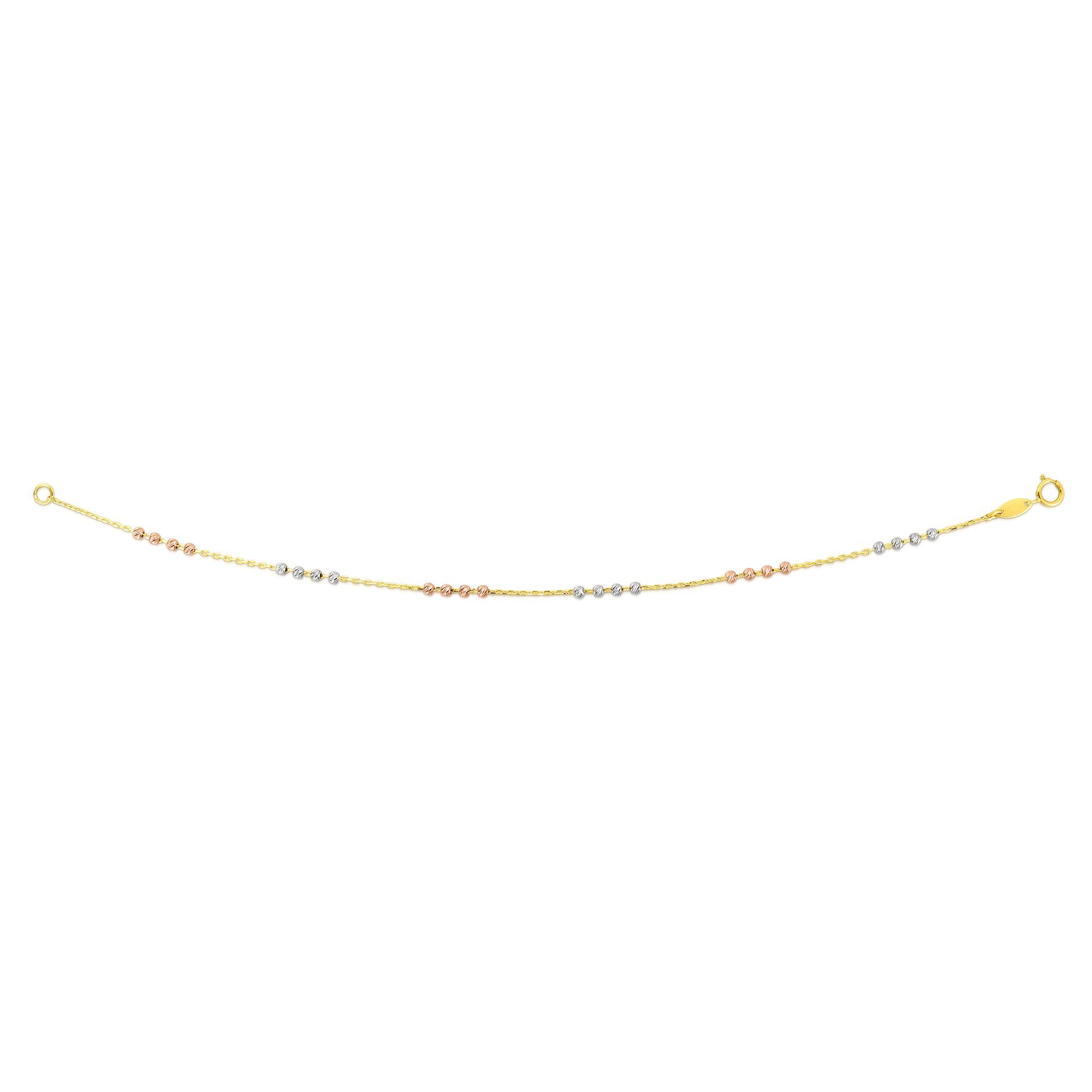 RC1596 14K Tri-color Gold Diamond Cut Bead Station Chain | Royal Chain ...