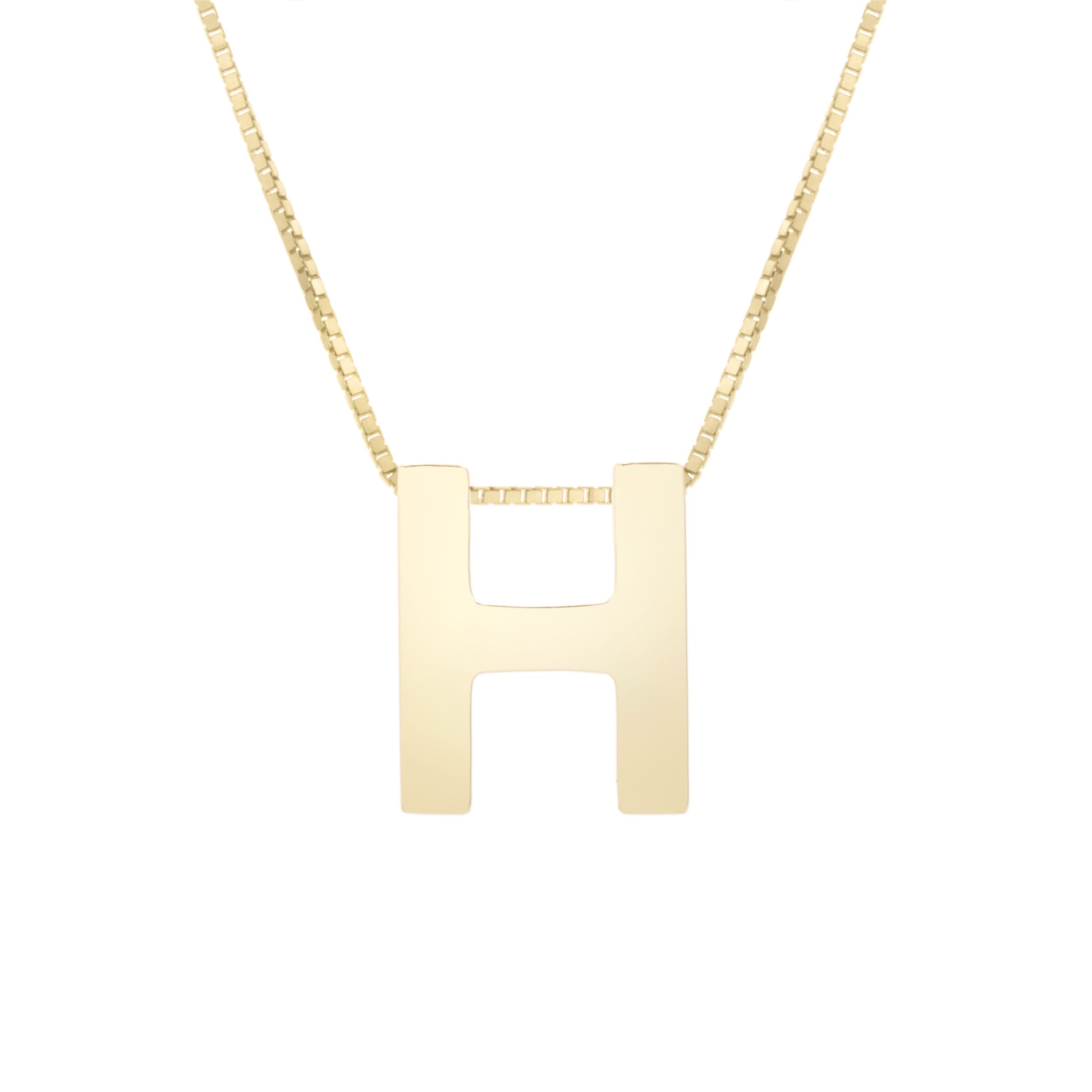 Gold block initial necklace store