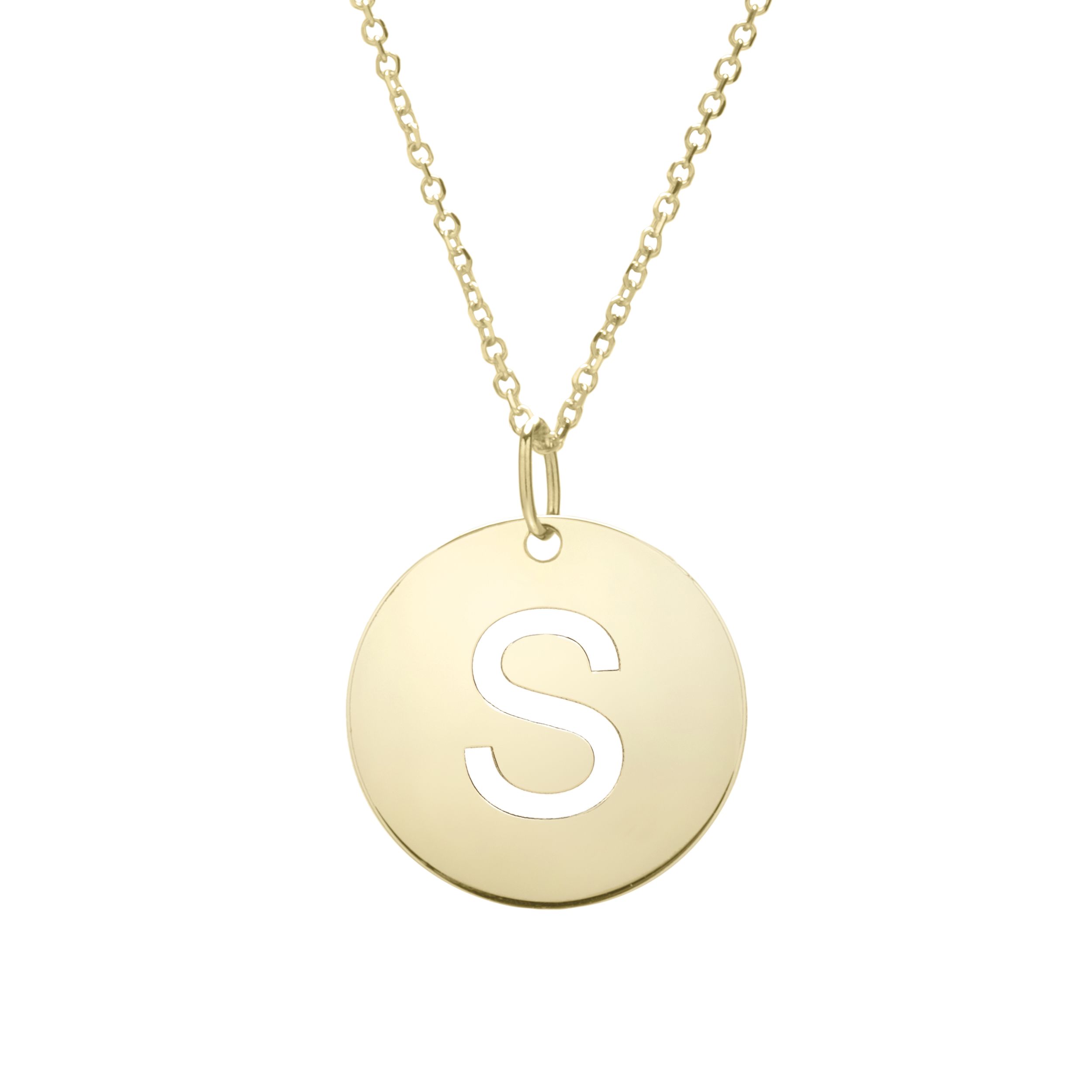 SETS2932 18 14K Gold Disc Initial S Necklace Royal Chain Group