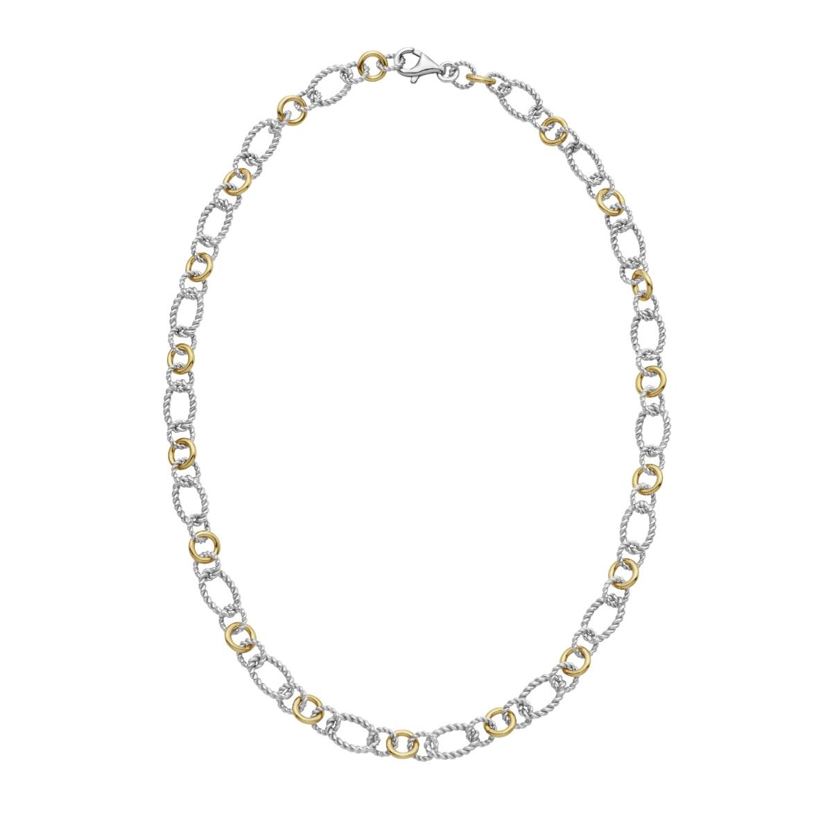 silc18102-18 Silver & 18K Gold Cable Link Necklace | Royal Chain Group