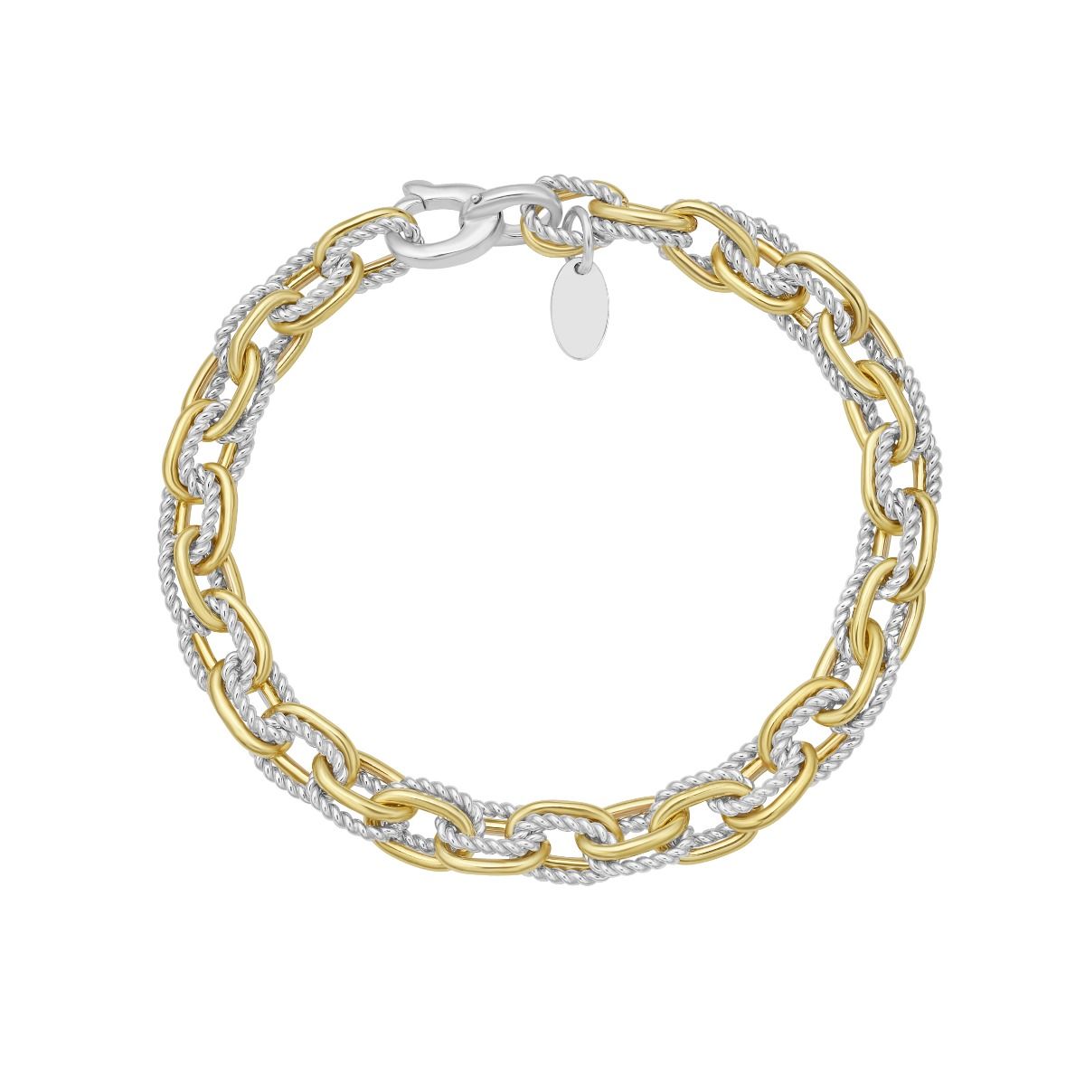 silc19224-0725 Silver & 18K Double Paperclip Bracelet | Royal Chain Group