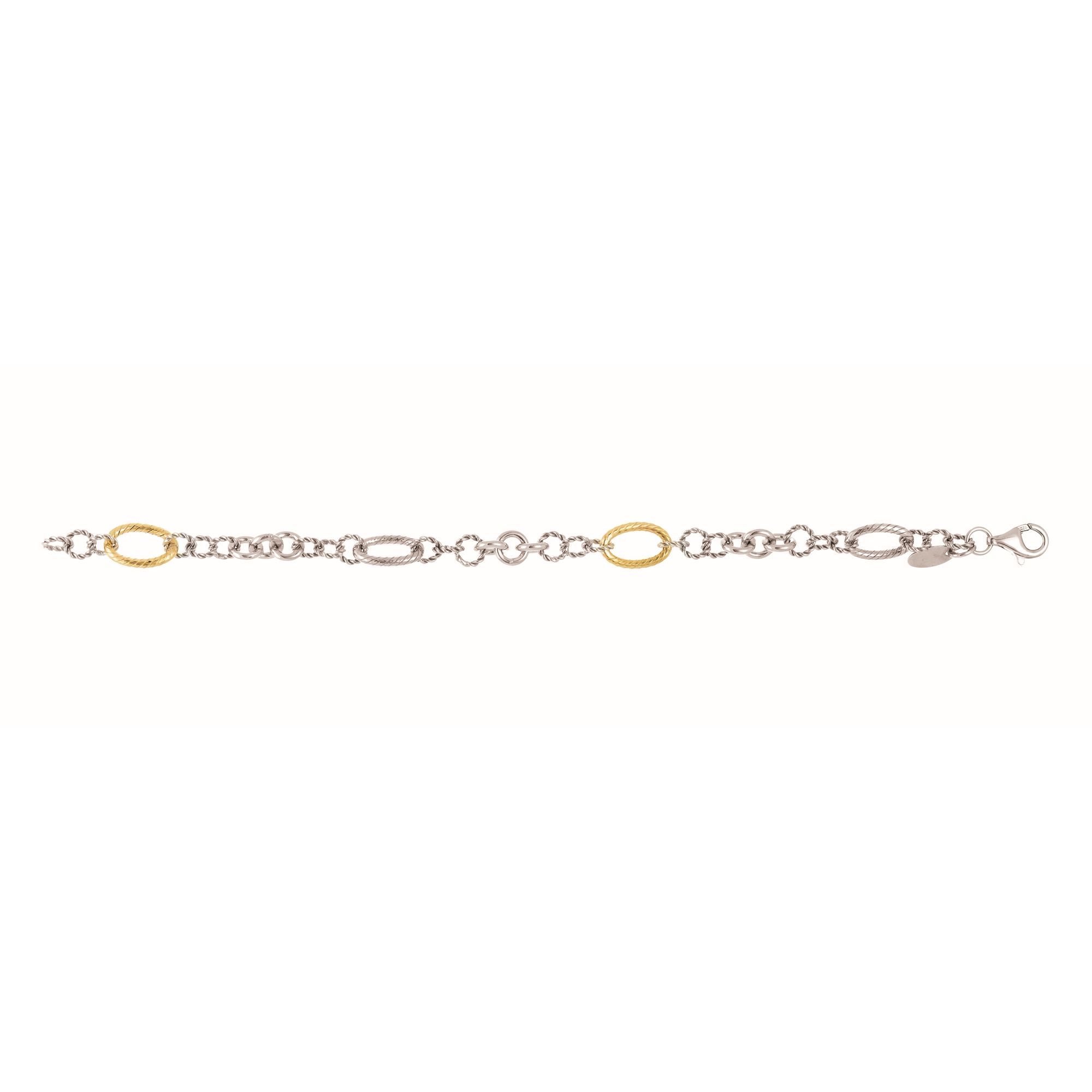 Silver & 18K Italian Cable Link Bracelet | Royal Chain Group