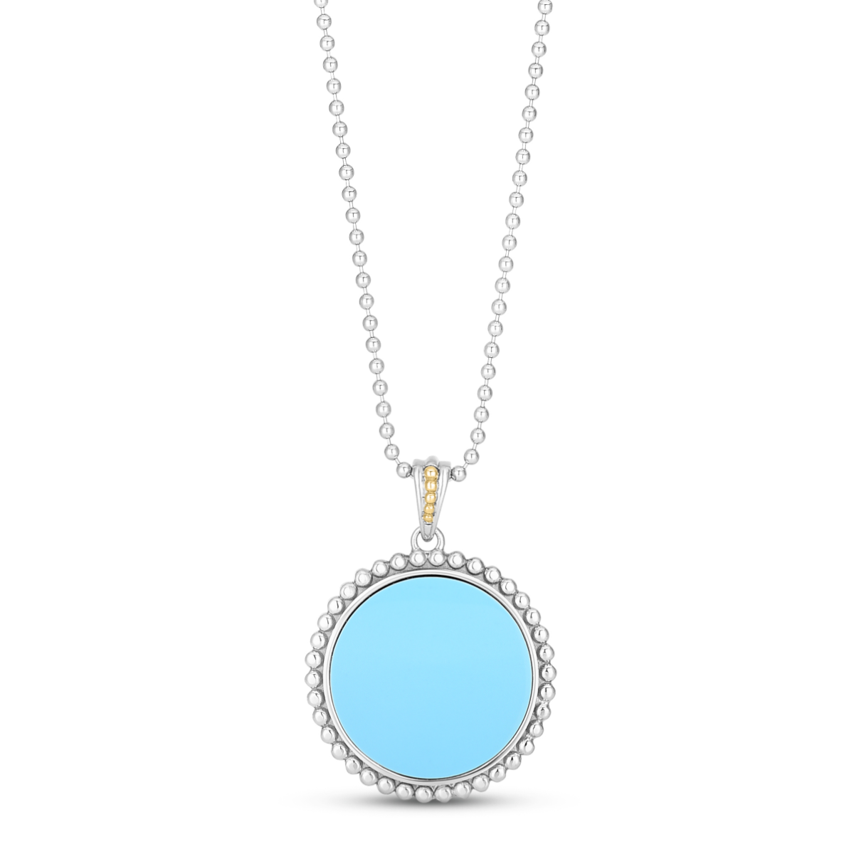 sils3357-18 Silver & 18K Popcorn Turquoise Medallion | Royal Chain Group